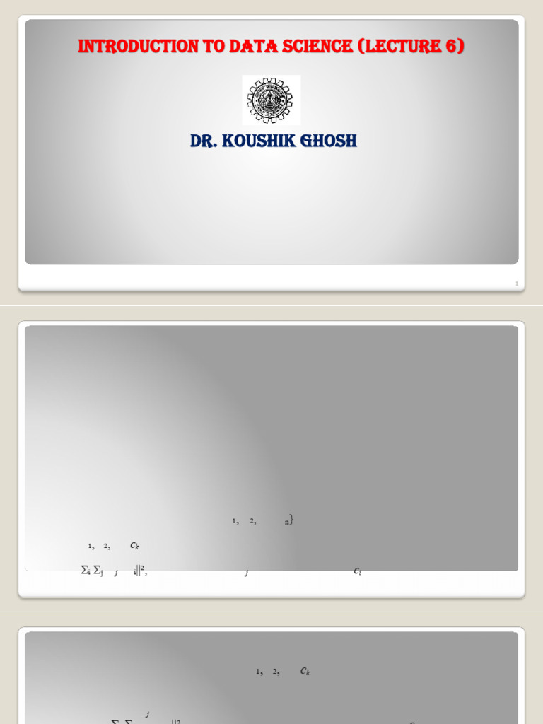 Introduction To Data Science Lecture 6 KG Sir OEC M 621 (E) | PDF ...