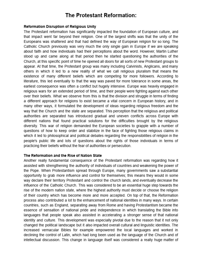 The Reformation Response - 12B1-1 | PDF | Protestantism | Bible