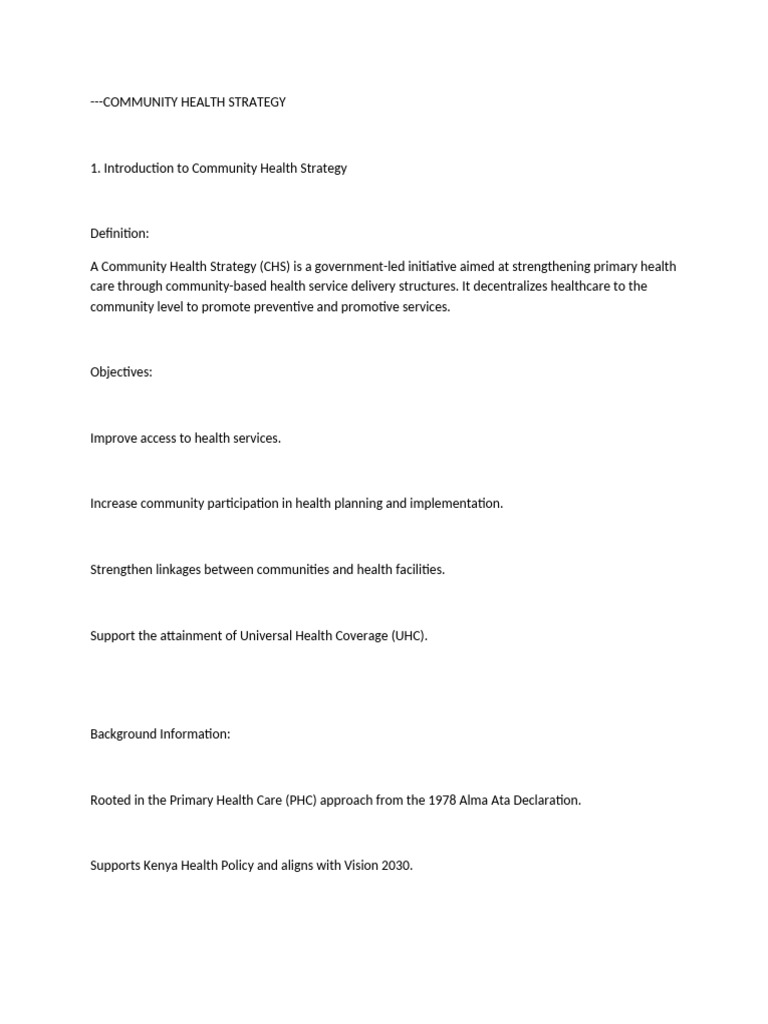 New Community Health Strategy | PDF | Performance Appraisal