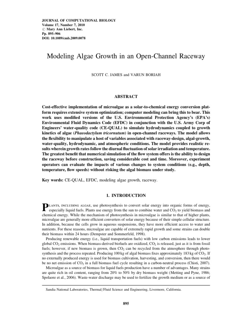 Modeling Algae Growth in An Open-Channel Raceway | PDF | Algae Fuel ...