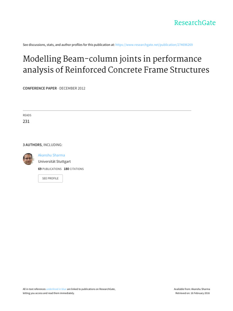 Beam-Column Joint Modelling for Seismic Analysis | PDF | Strength Of ...