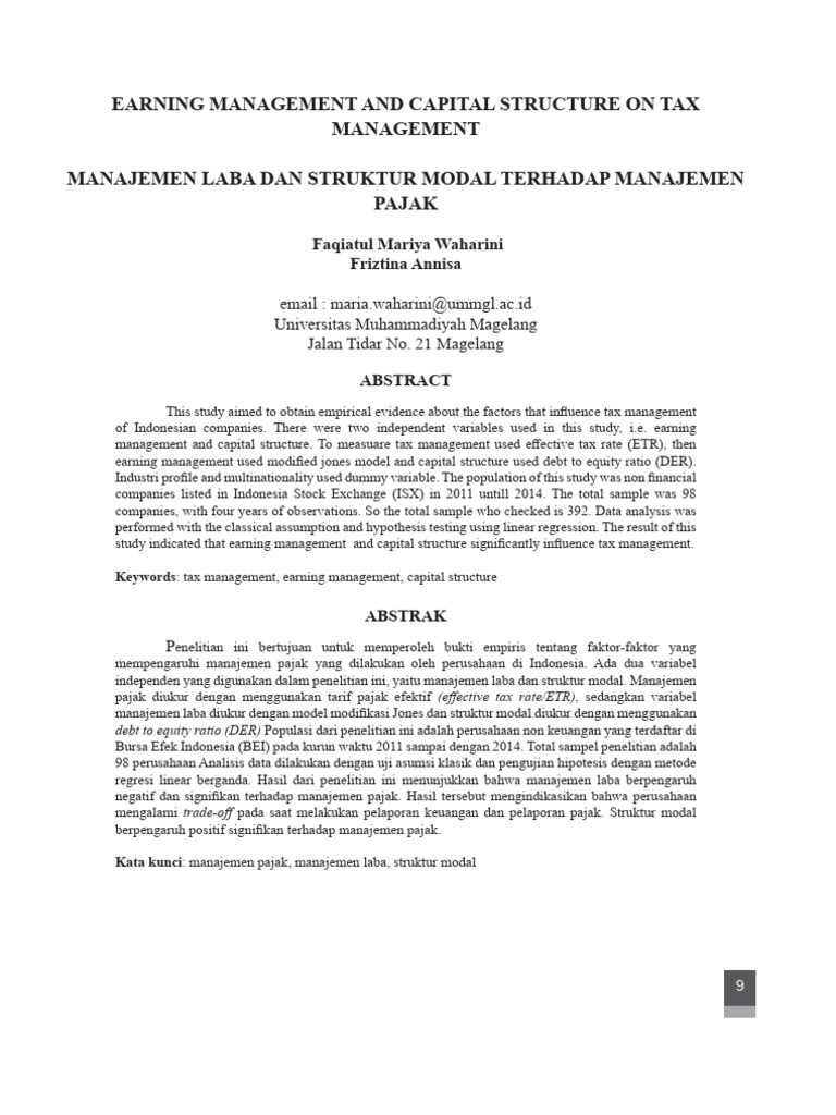 Manajemen Laba Dan Struktur Modal Terhadap Manajem | PDF