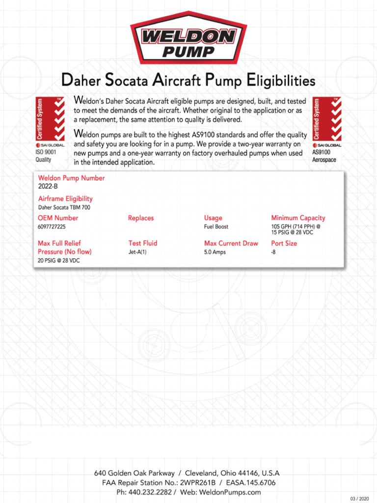 Weldon Daher Socata Sellsheet 2025 | PDF