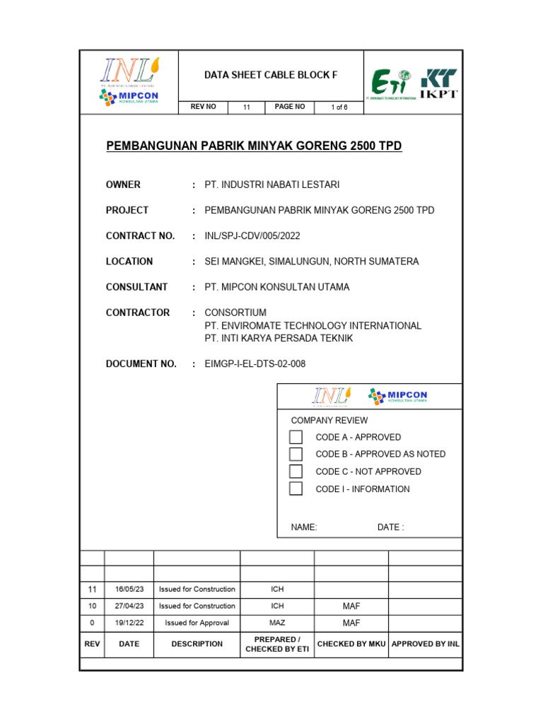 EIMGP-I-EL-DTS-02-008 Data Sheet Cable Block F IFC Rev 11 - Replaced | PDF | Insulator ...