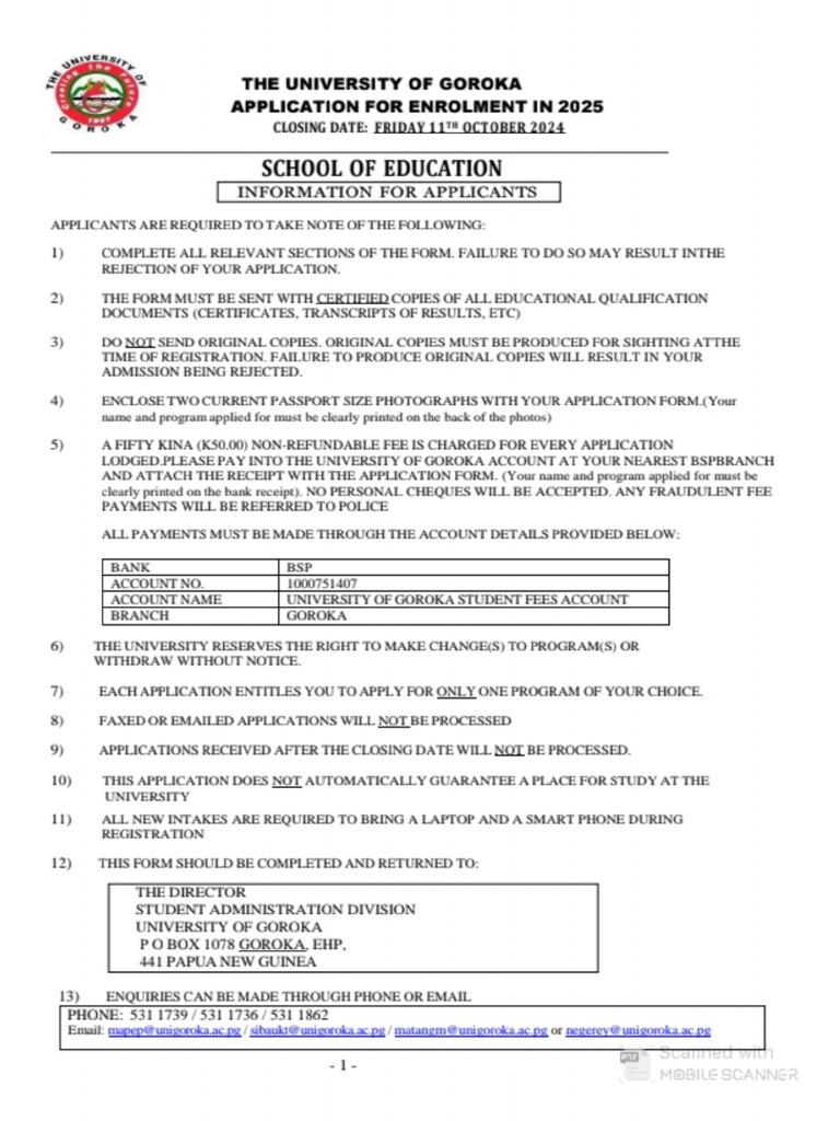 1 Application Form School of Education - 2025.PDF UOG | PDF