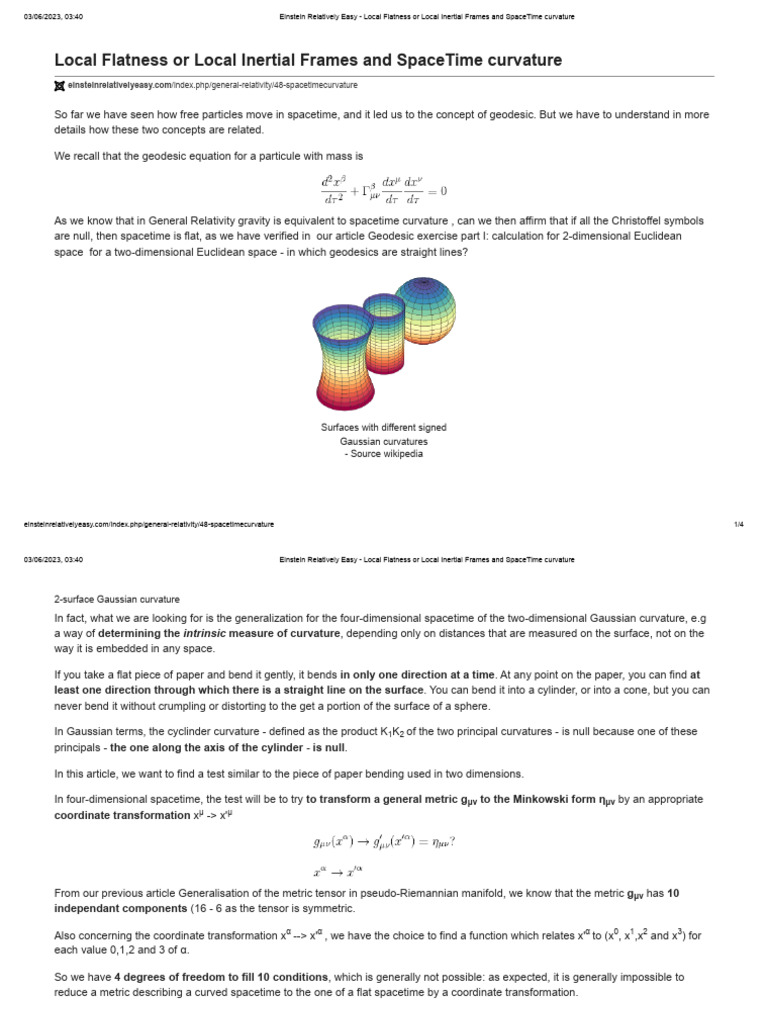19 - Local Flatness or Local Inertial Frames and SpaceTime Curvature ...