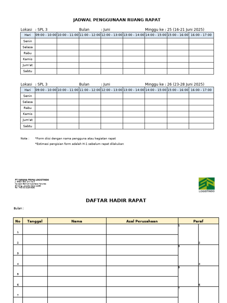 Jadwal Ruang Rapat Juni 2025 | PDF