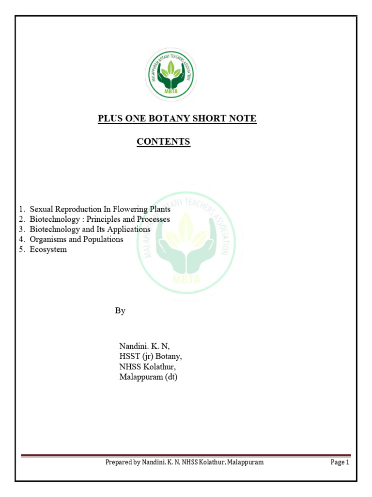 Plus One Botany: Sexual Reproduction Overview | PDF | Seed | Molecular ...
