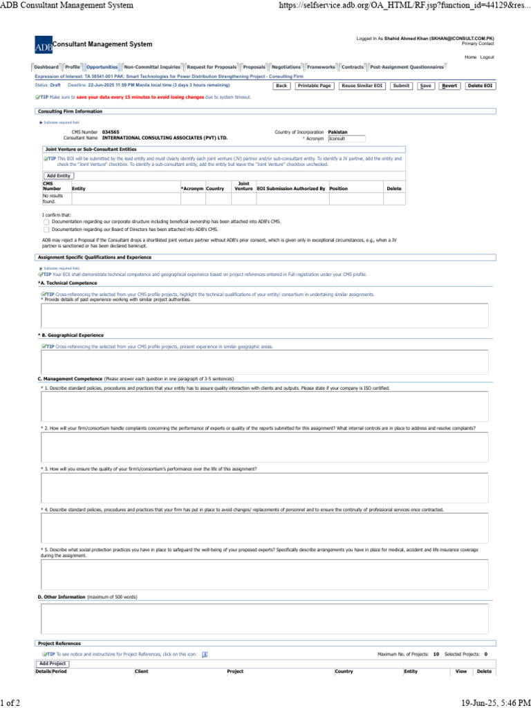 ADB Consultant Management System Overview | PDF | Joint Venture