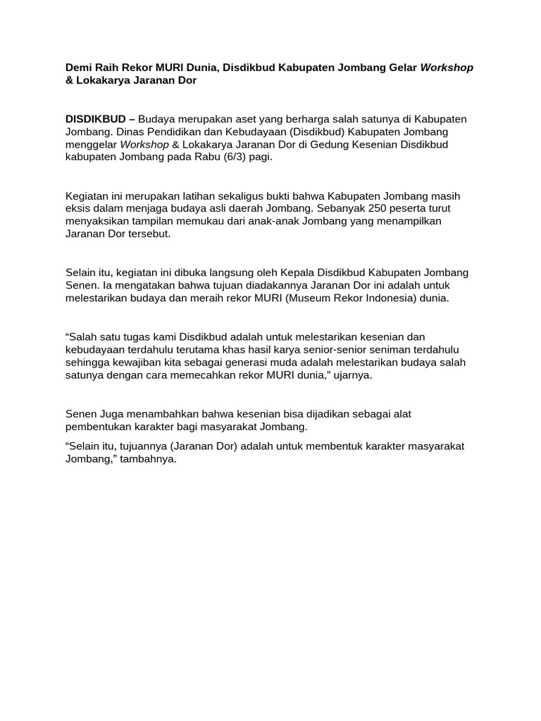 Demi Raih Rekor MURI Dunia | PDF