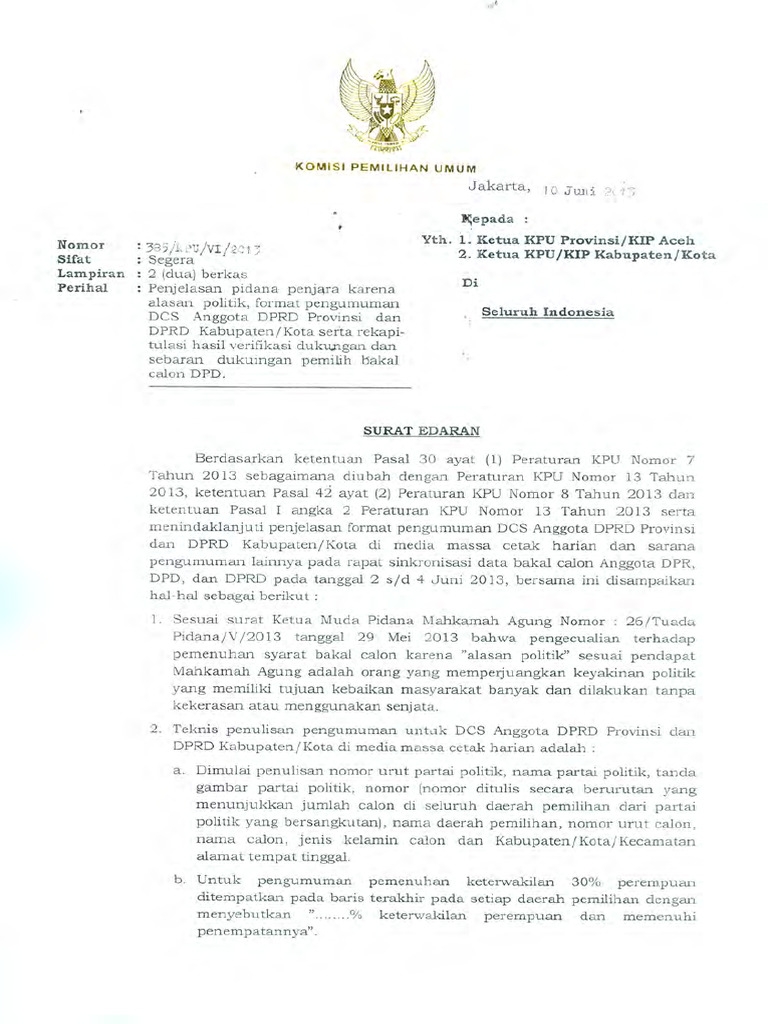 Se 385 Kpu VI 2013 | PDF