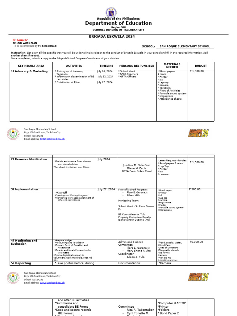 Form-2-Brigada Eskwela 2025 | PDF | Public Services | Cyberspace