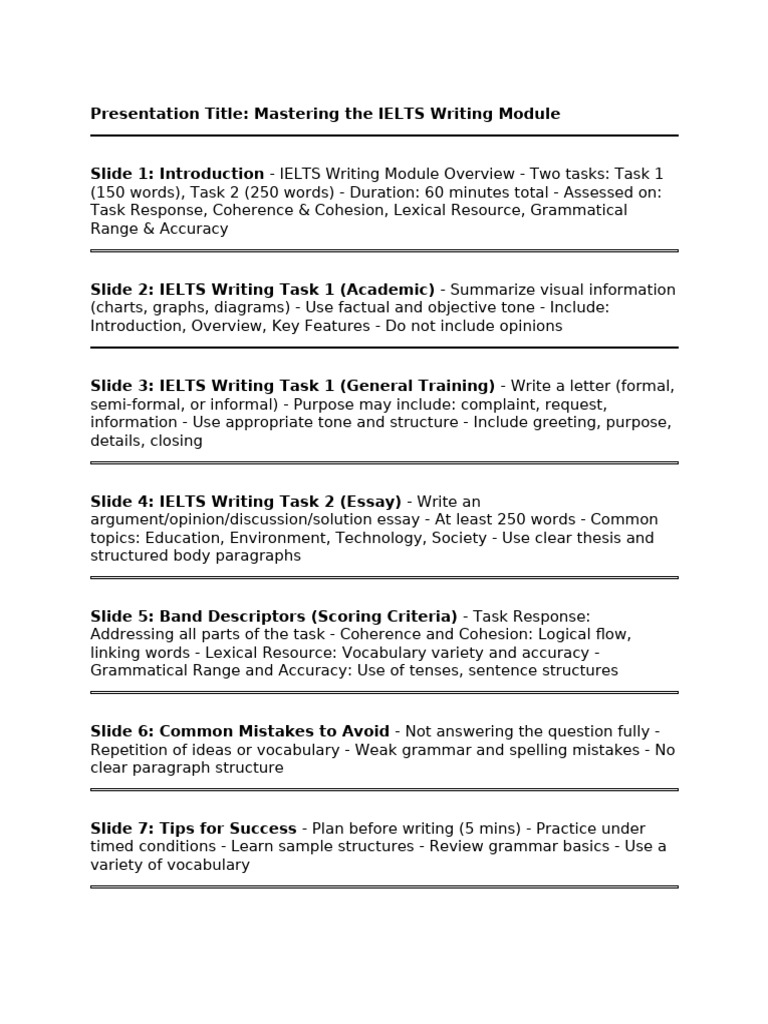 Ielts Writing Presentation | PDF