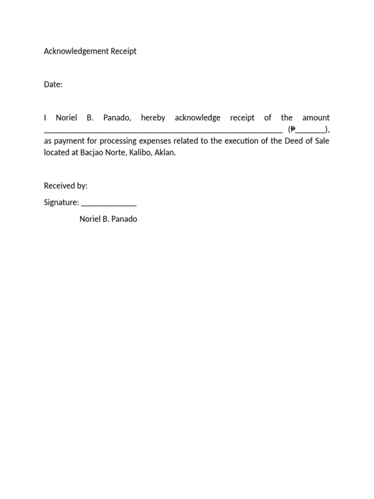 Acknowledgement Receipt for Payment | PDF