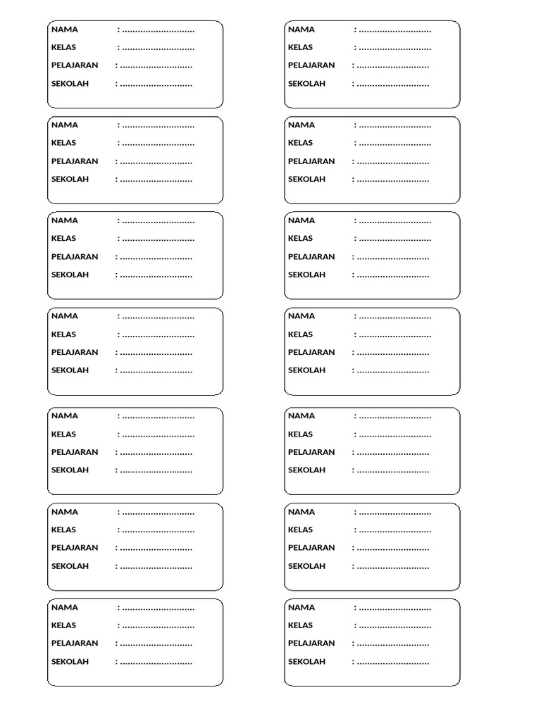Label Nama dan Kelas Siswa | PDF