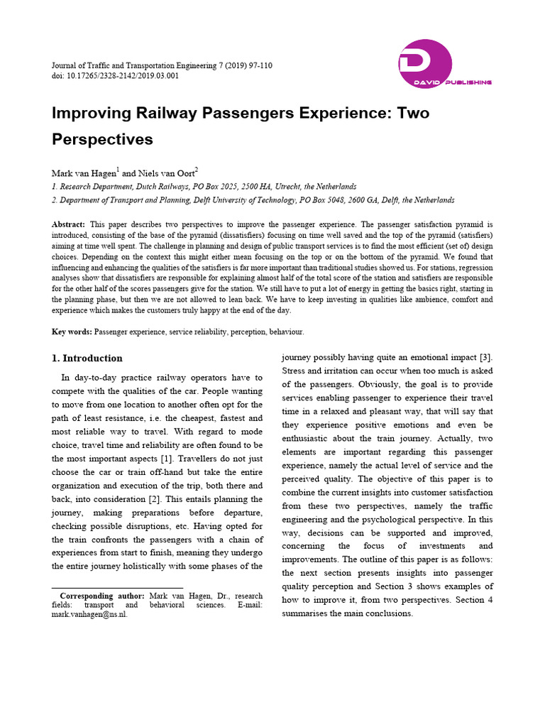 Improving Railway Passengers Experience | PDF | Behavior | Experience