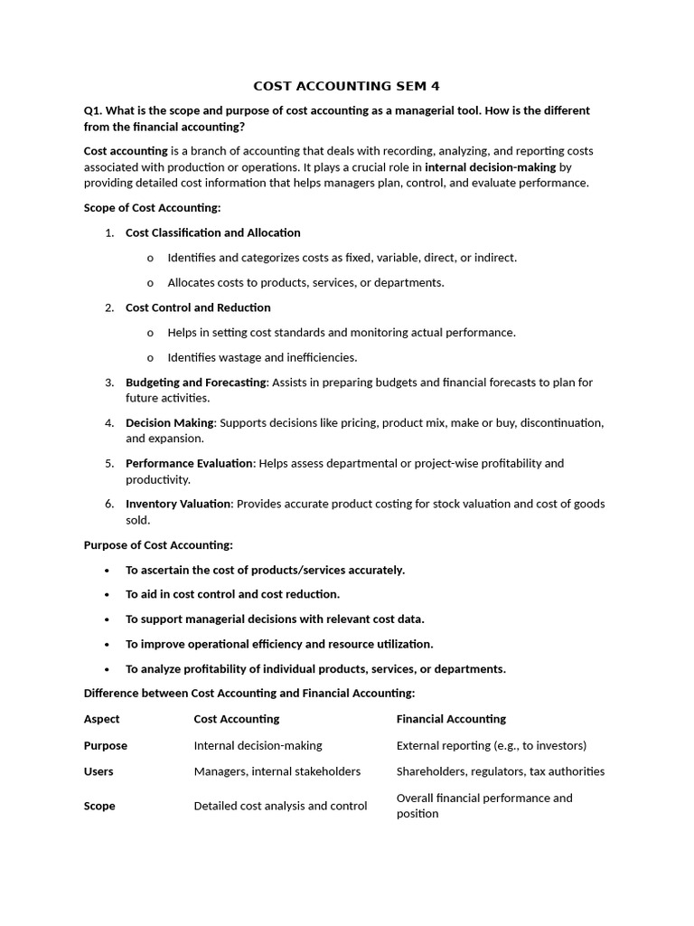 Cost Accounting Sem 4 | PDF | Cost Accounting | Inventory