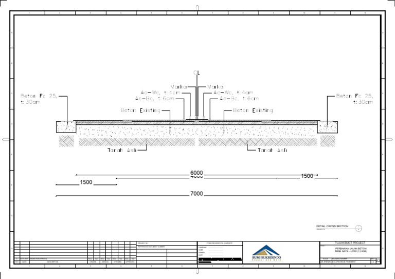 Detail Cross Section - : Perbaikan Jalan Beton Mine Gate - Lowi (1,3 KM) | PDF