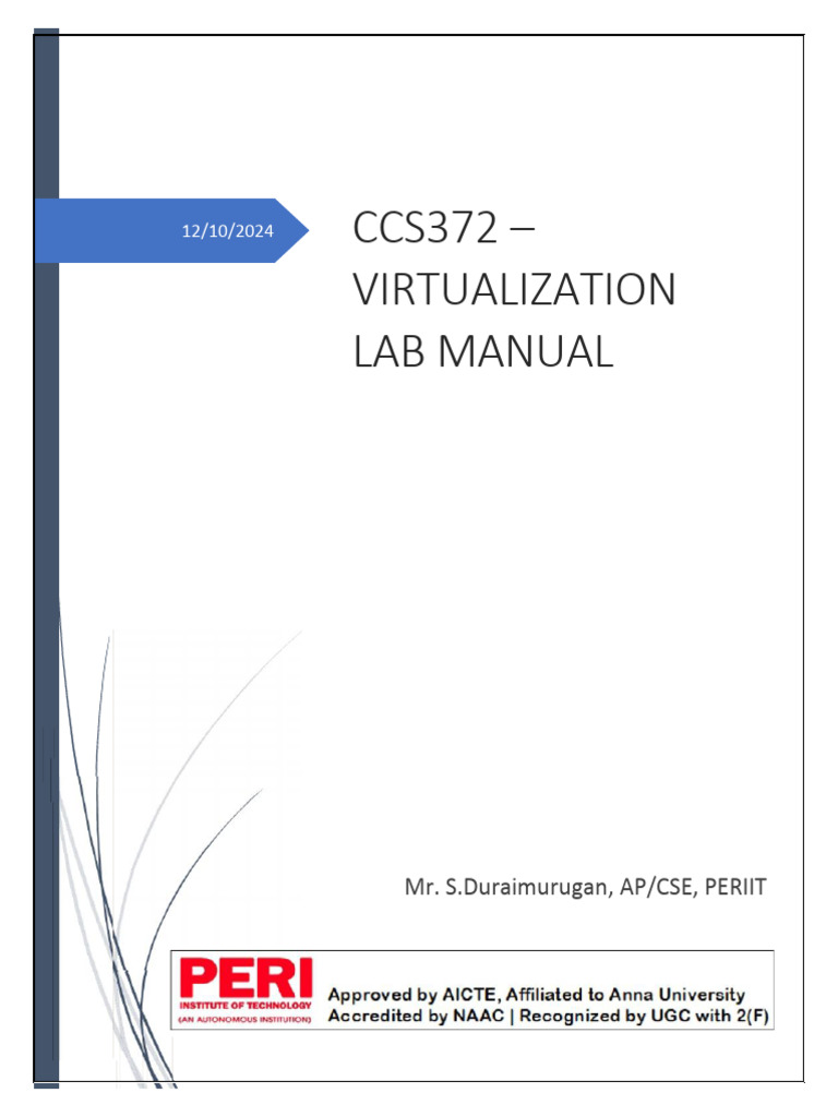 Ccs372 Virtualization Lab Manual | PDF | Virtual Machine | Virtualization