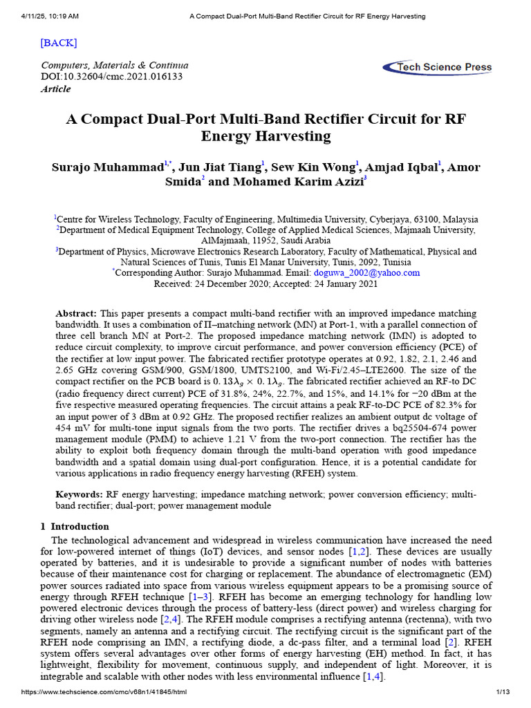 Compact Dual-Port Multi-Band Rectifier | PDF | Rectifier | Antenna (Radio)