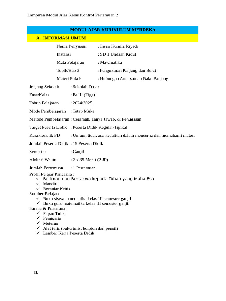 MODUL AJAR Konvensional Pertemuan 2 | PDF