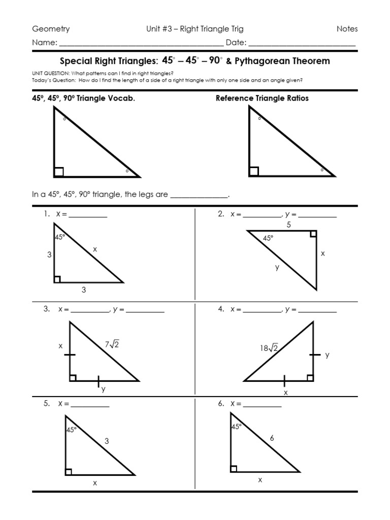 Right Triangle Trigonometry Notes | PDF | Chess | Chess Theory