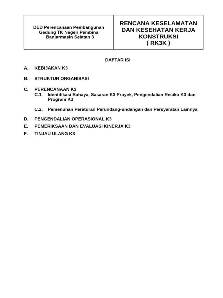 Rk3k Perenc. Ruang Ganti Banjarmasin Utara 2023 | PDF