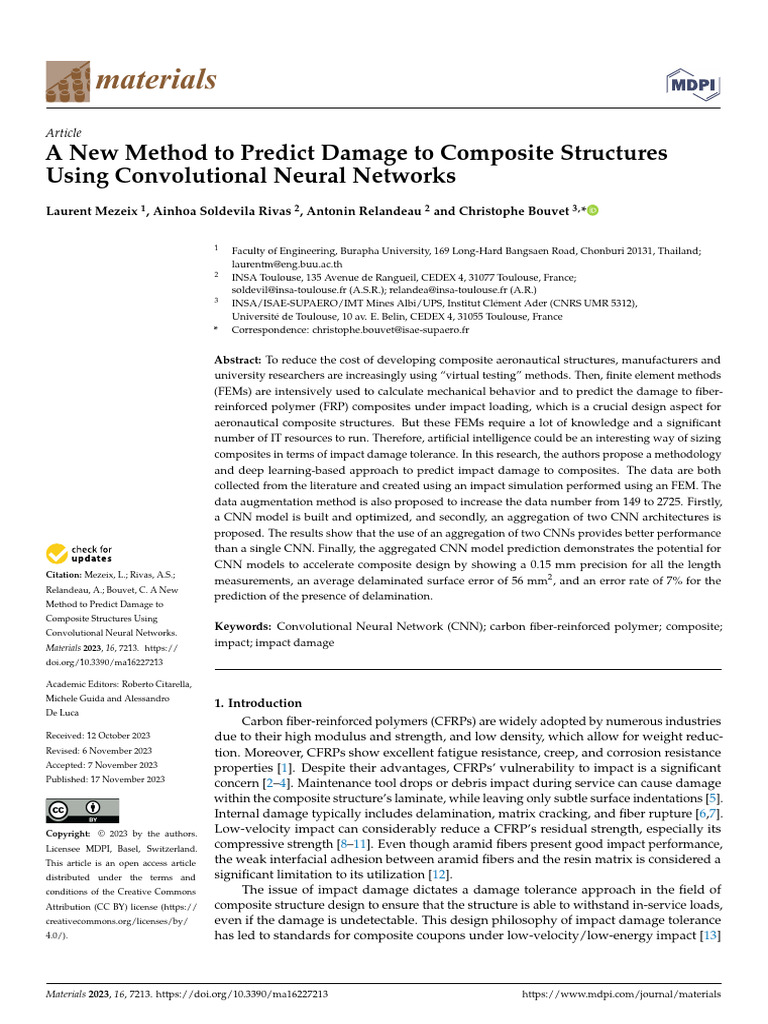 A New Method To Predict Damage To Composite Structures Using Convolutional Neural Networks | PDF ...