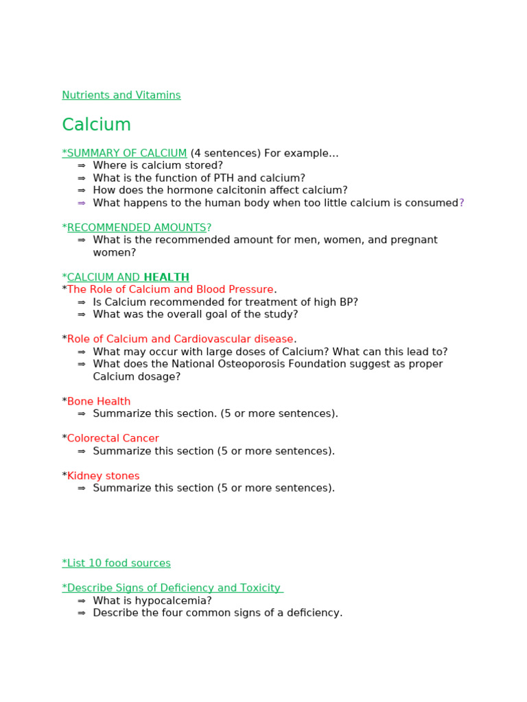 FS Nutrients and Vitamins CALCIUM | PDF