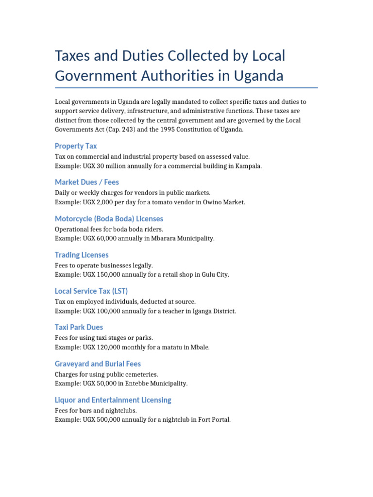 Local Service Tax Overview in Uganda | PDF | Taxes | Economies