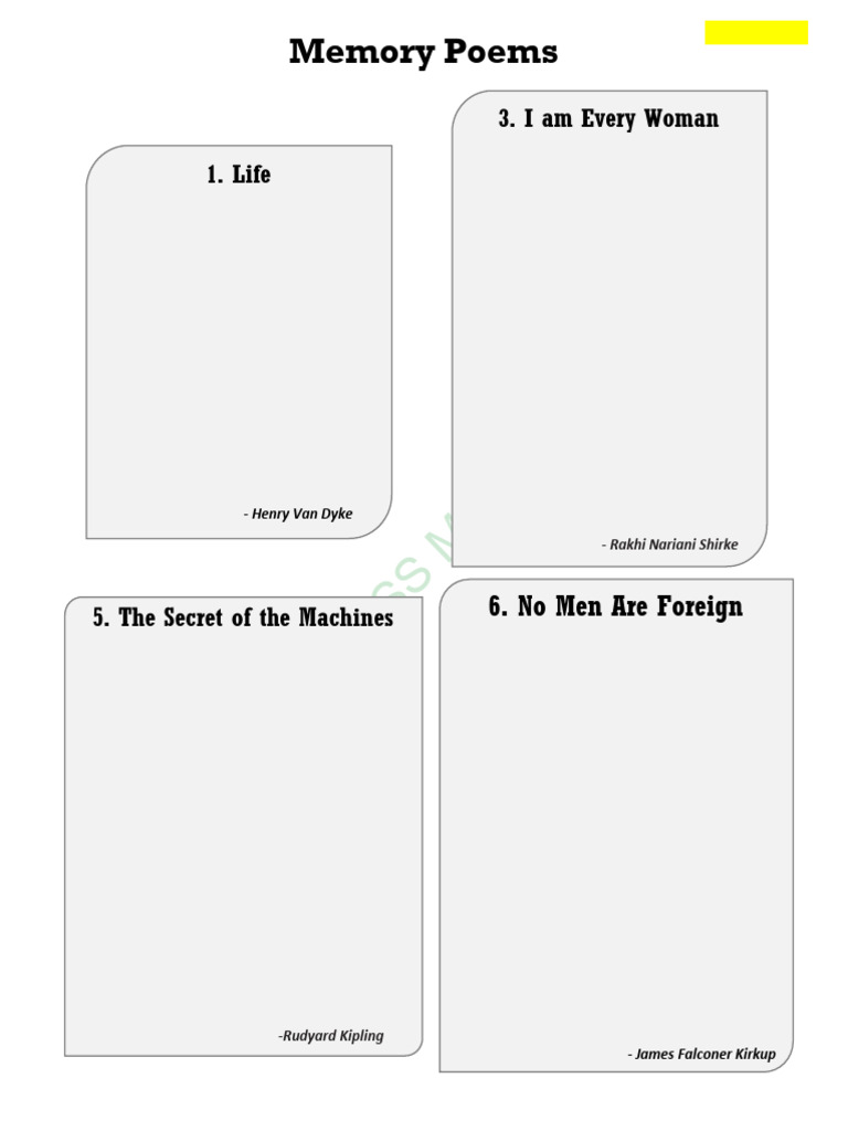 10th Memory Poem | PDF