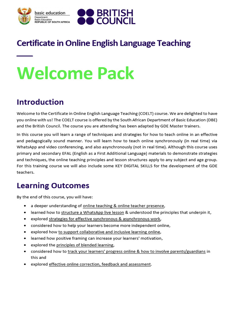 Gde Coelt Welcome Pack 25 | PDF | Educational Technology | Learning
