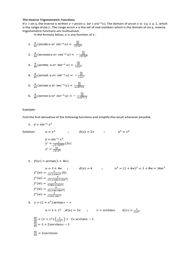 11 - The Derivative Inverse Trigonometric Functions | PDF | Geometry | Euclidean Geometry