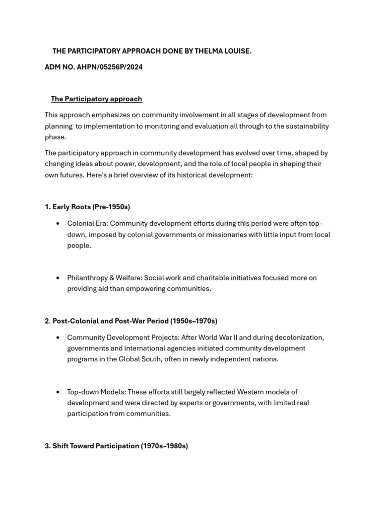 Participatory Approach in Community Development | PDF | Empowerment ...