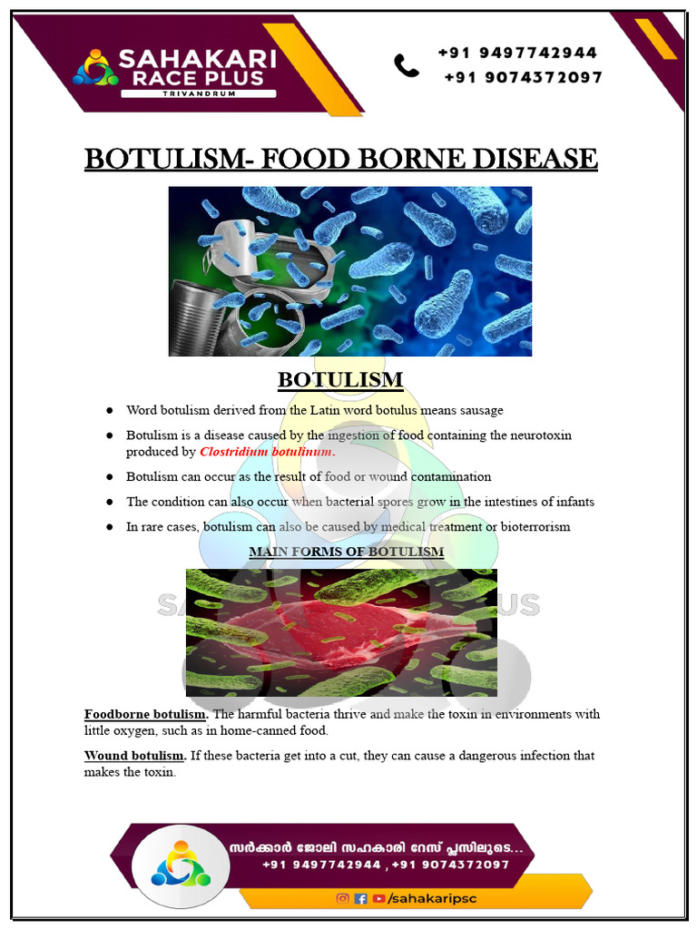 Botulism - Food Borne Disease Notes | PDF | Microbiology | Medical ...