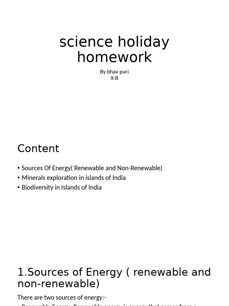 Science Holiday Homework | PDF | Energy Development | Coconut
