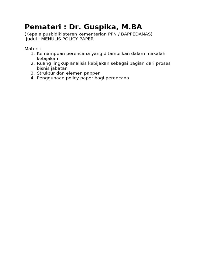 Menulis Policy Paper | PDF