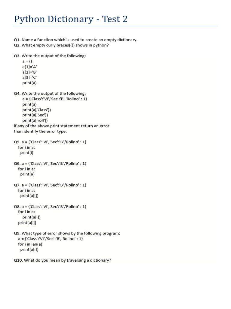 Dictionary 2 Assignment | PDF