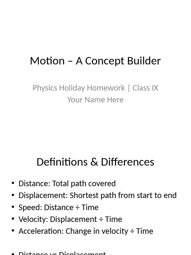 Physics Motion Presentation ClassIX | PDF
