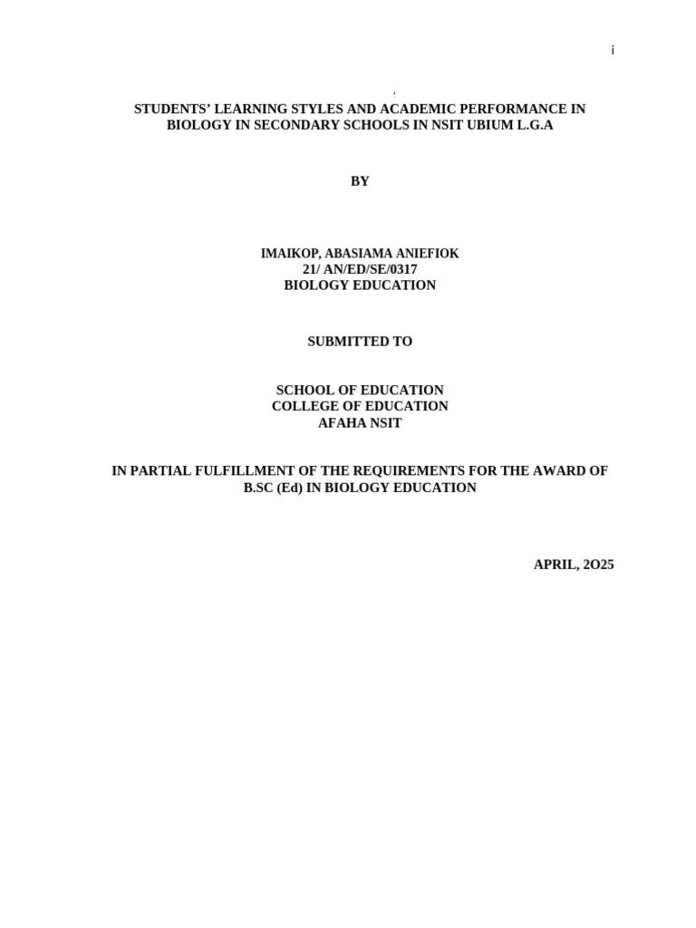 Abas Learning Style Real | PDF | Senses | Learning Styles