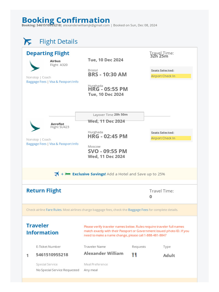 Flight Booking Confirmation Details | PDF | Airlines | Aviation