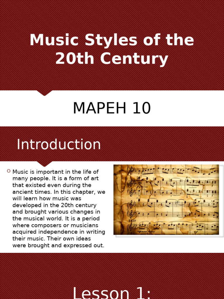 Music Styles of The 20th Century | PDF | Impressionism | Classical Music