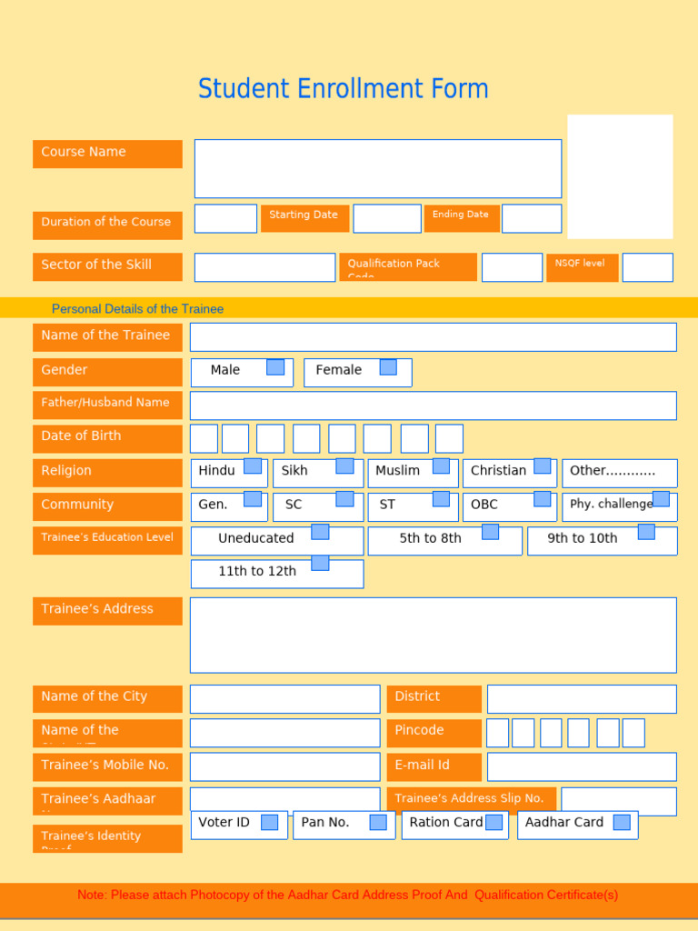 Student Enrollment Form | PDF