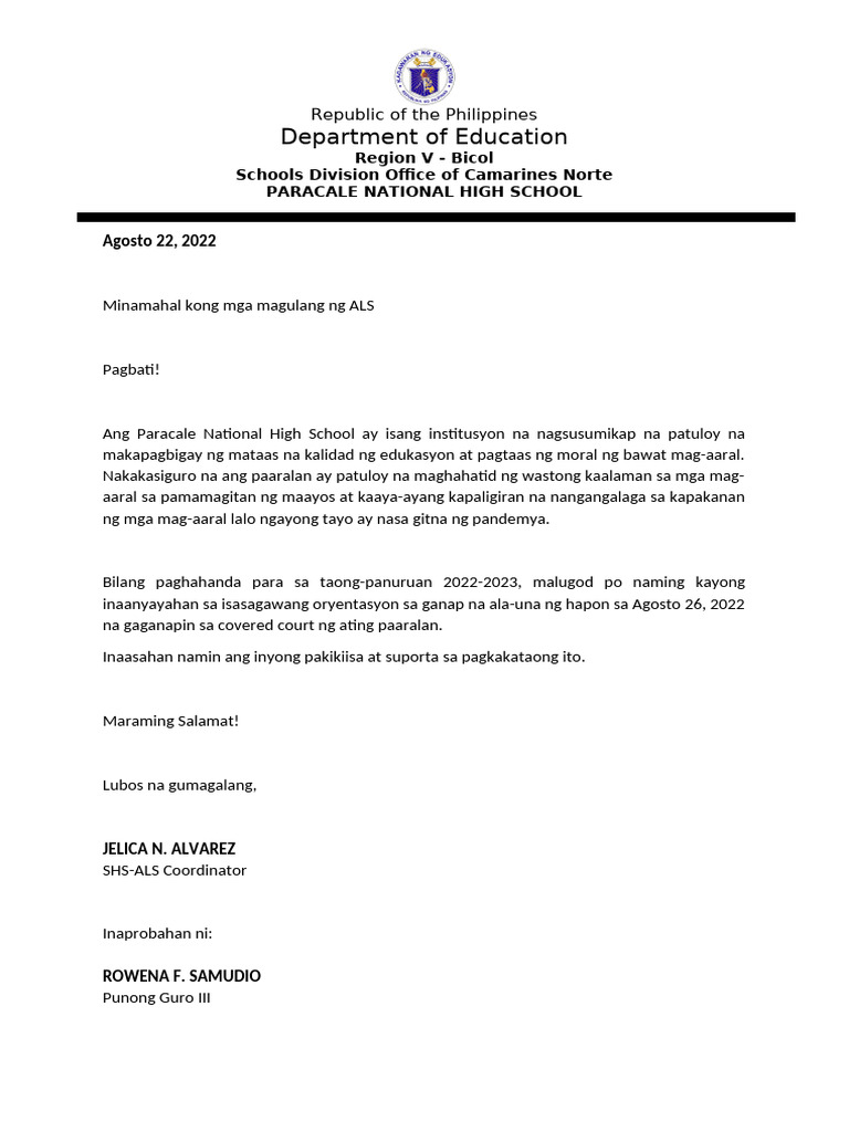 Als Orientation Letter | PDF
