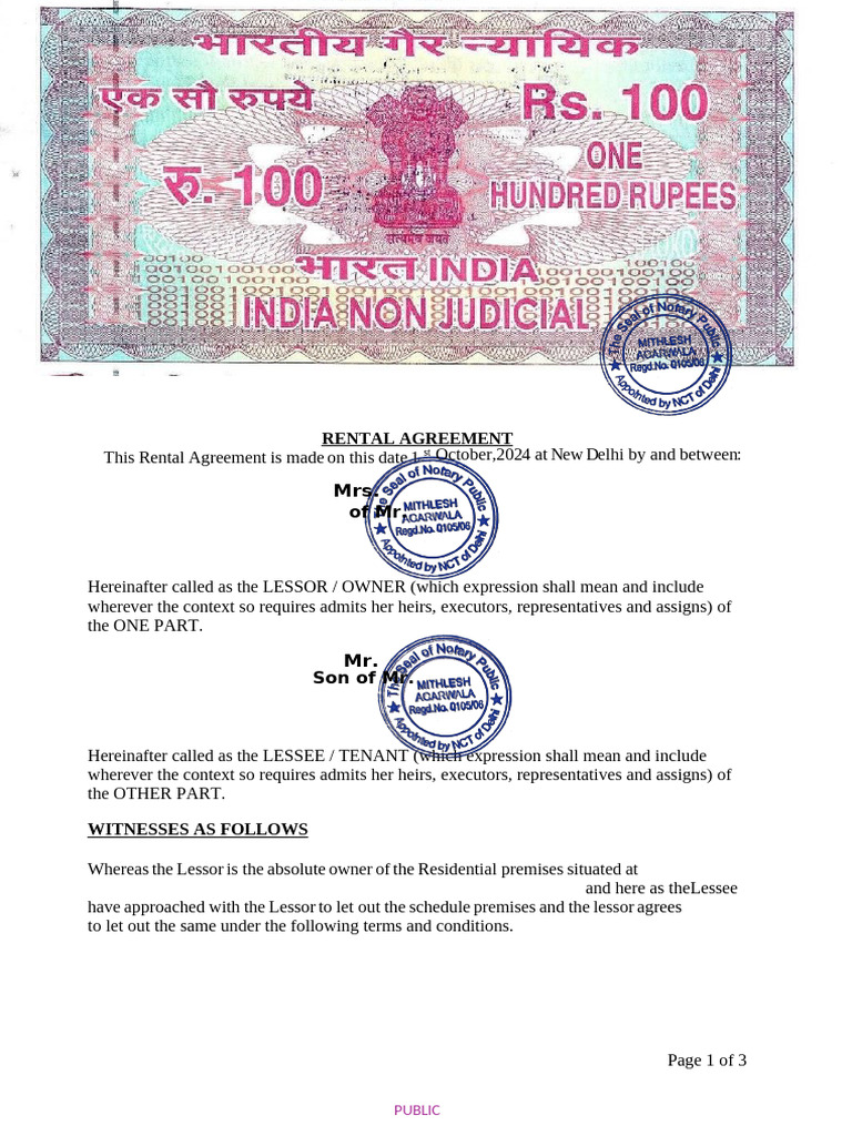 Manoj Khari Rent Agreement | PDF | Lease | Law And Economics