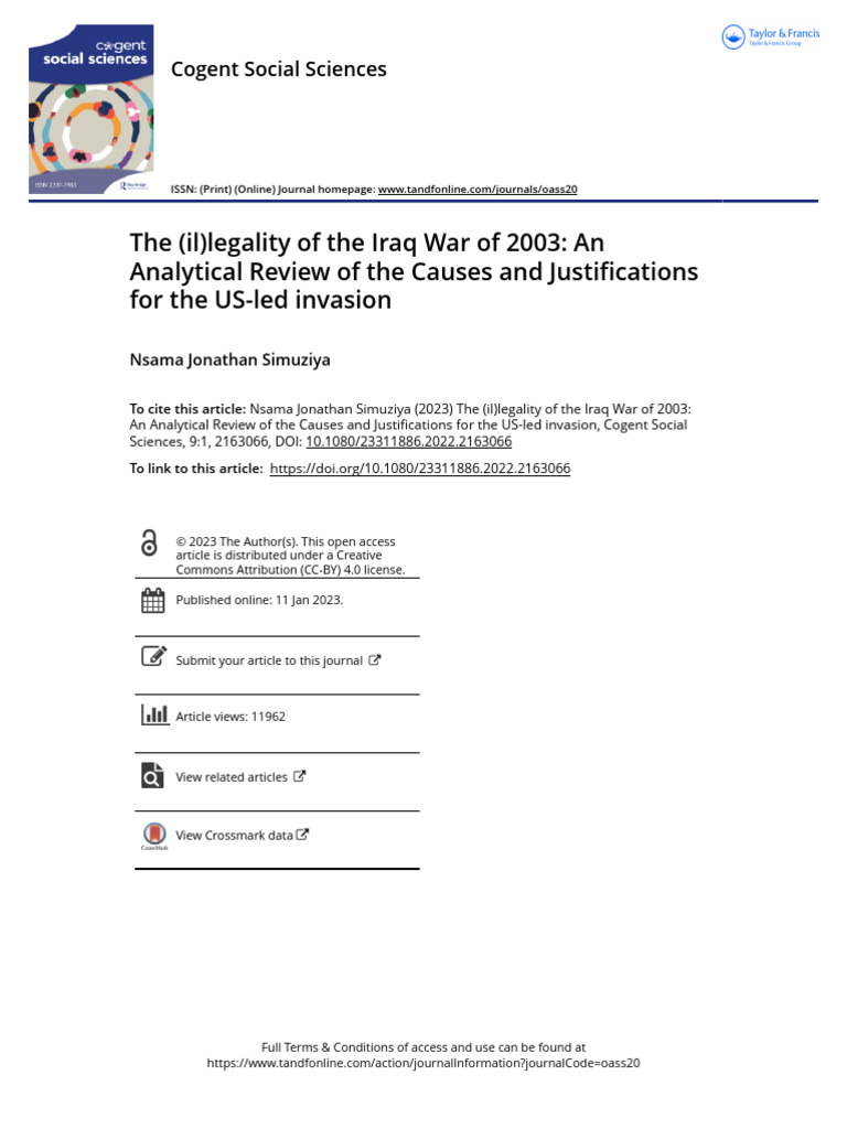 The Il Legality of The Iraq War of 2003 An Analytical Review of The ...