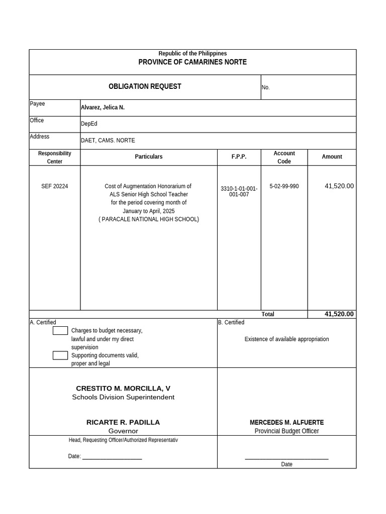 ALS-SHS-New-Template-for-Honorarium - AUG-OCT | PDF | Payments | Government Finances