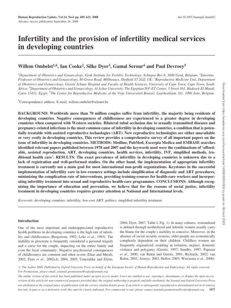Infertility and The Provision of Infertility Medical Services | PDF ...