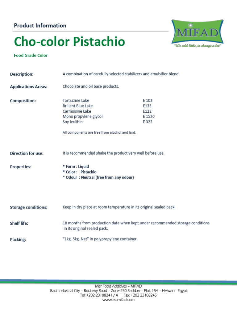 Chocolor Pistachio E | PDF