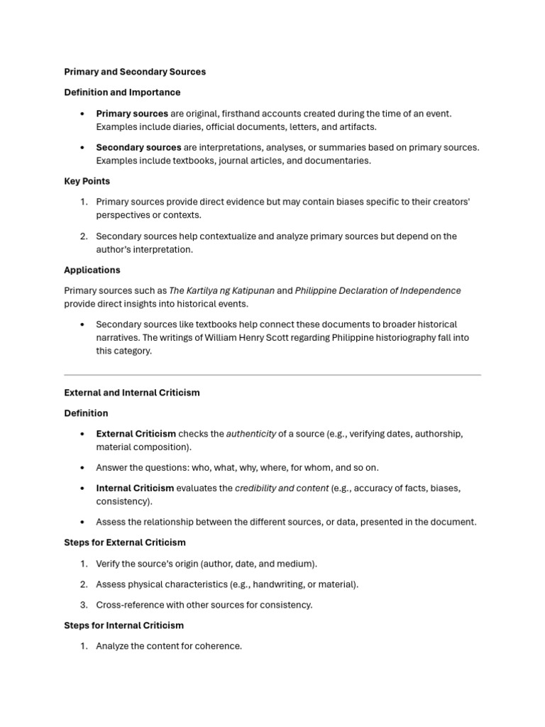 RiPH Reviewer | PDF | Primary Sources